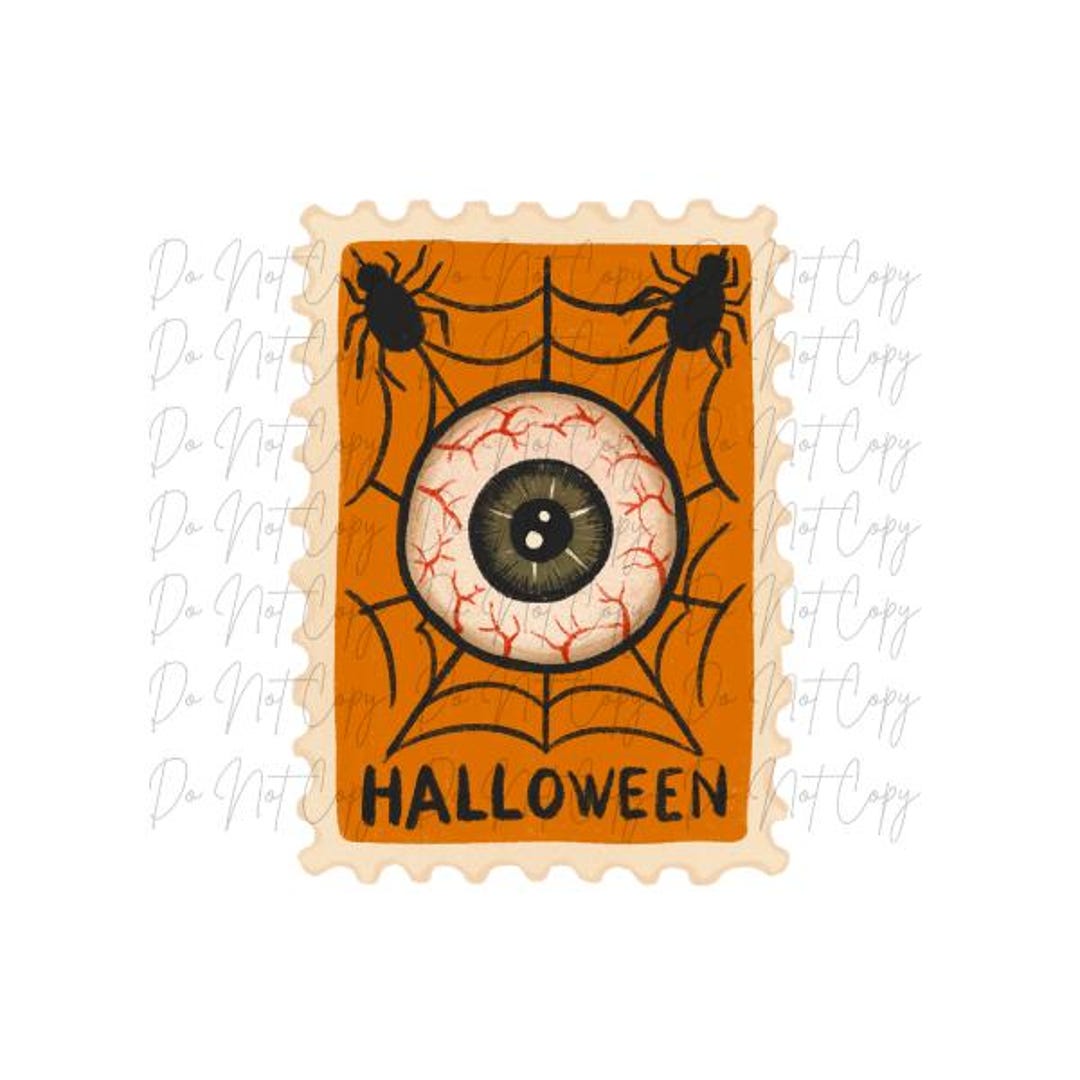 Halloween Postage Stamp DTF, Spooky Eyeball Transfer, Ready to Press ...