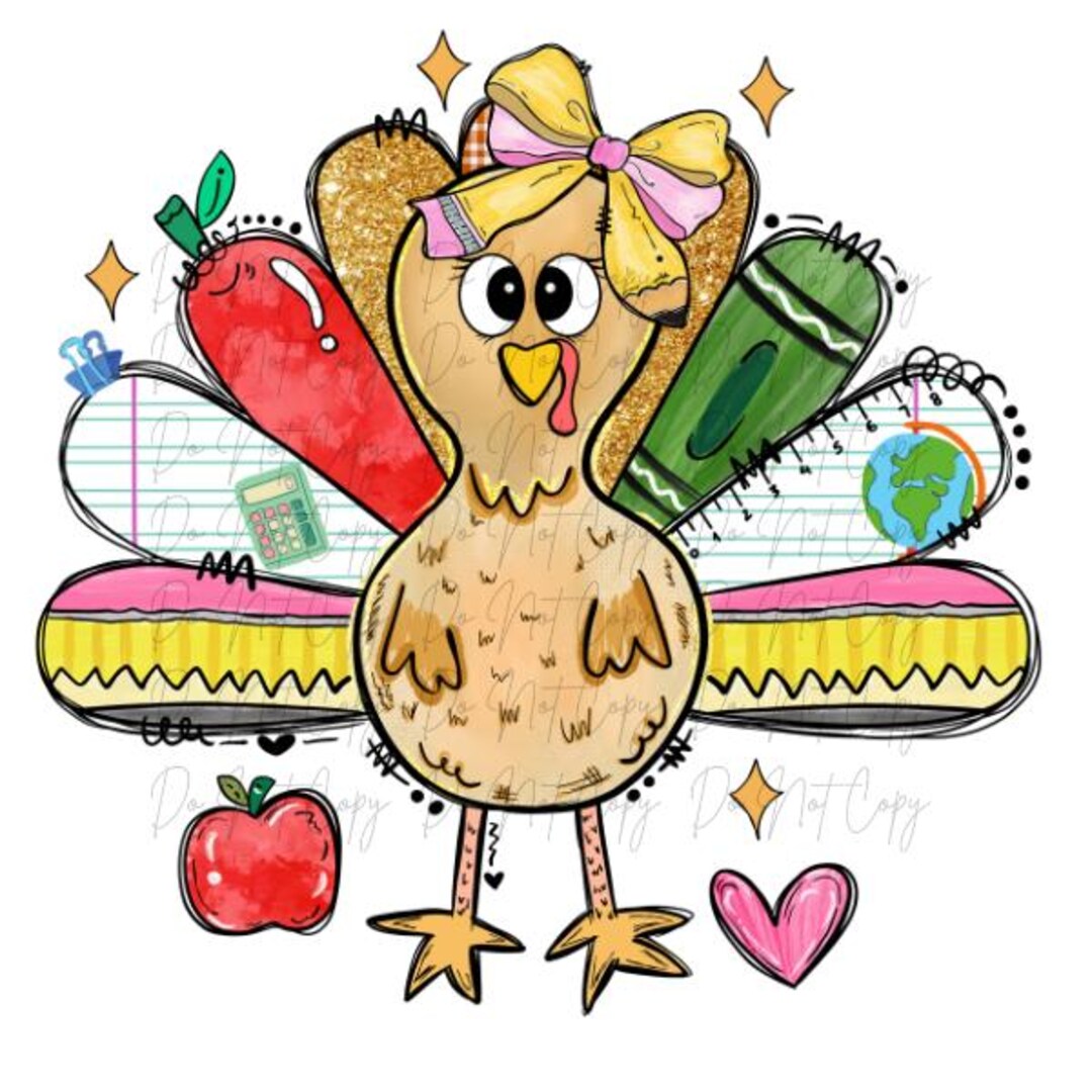 Thanksgiving DTF, Fall, School Turkey Transfer, Ready to Press, Iron on ...