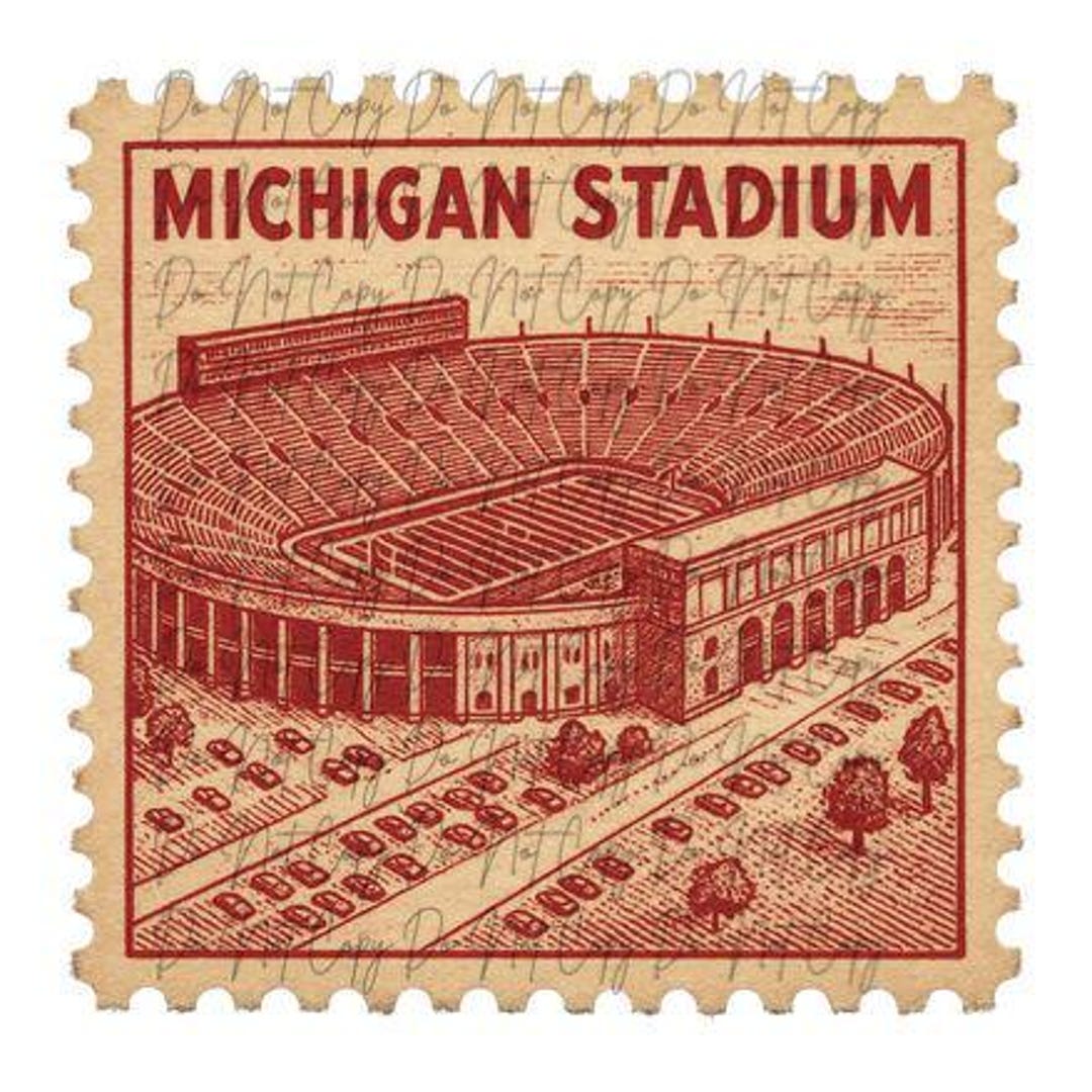 Stadium Postage Stamp, Fall Football, Michigan Stadium DTF Transfer ...