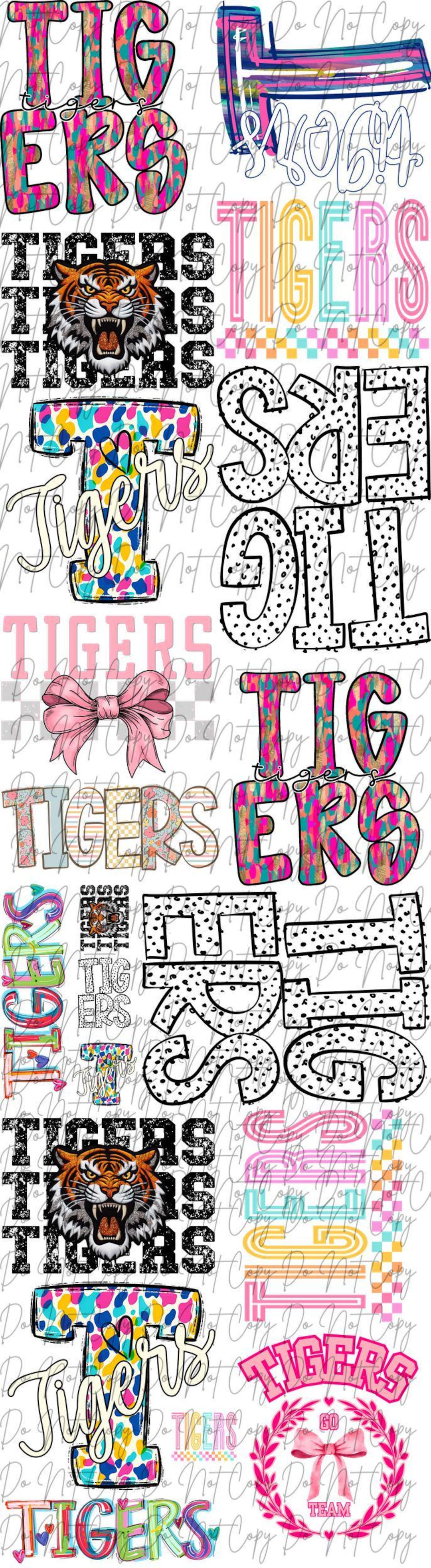 Tigers Mascot 22x80 Pre-made DTF Sheet, Sports Mascot Transfer, DTF ...