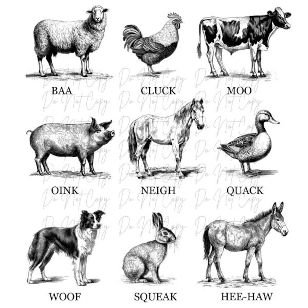 Farm Life Farm Animals Language DTF Transfer, Ready to Press Transfer ...