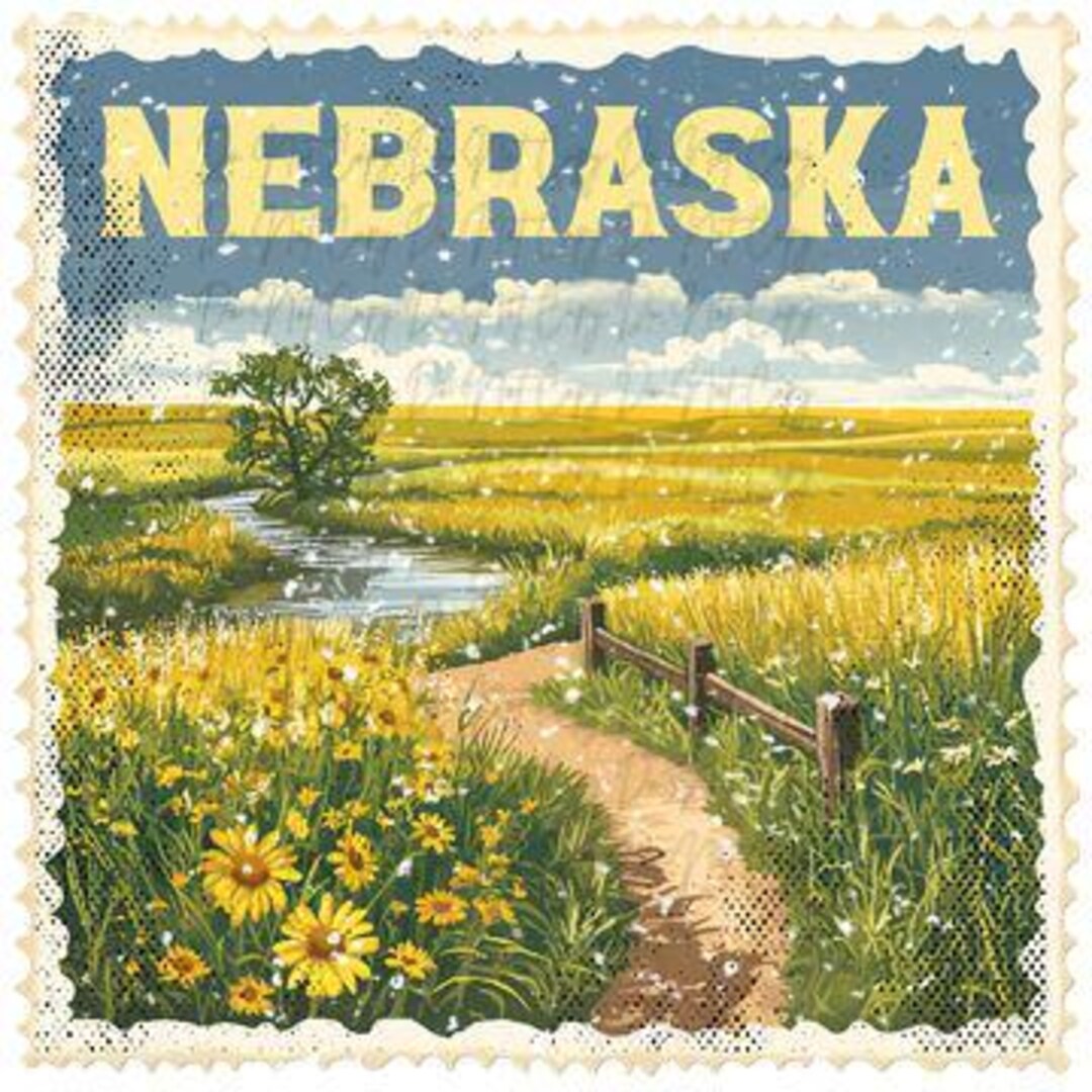 Vintage Postage Stamp, Nebraska DTF Transfer, Iron On, Ready to Press ...