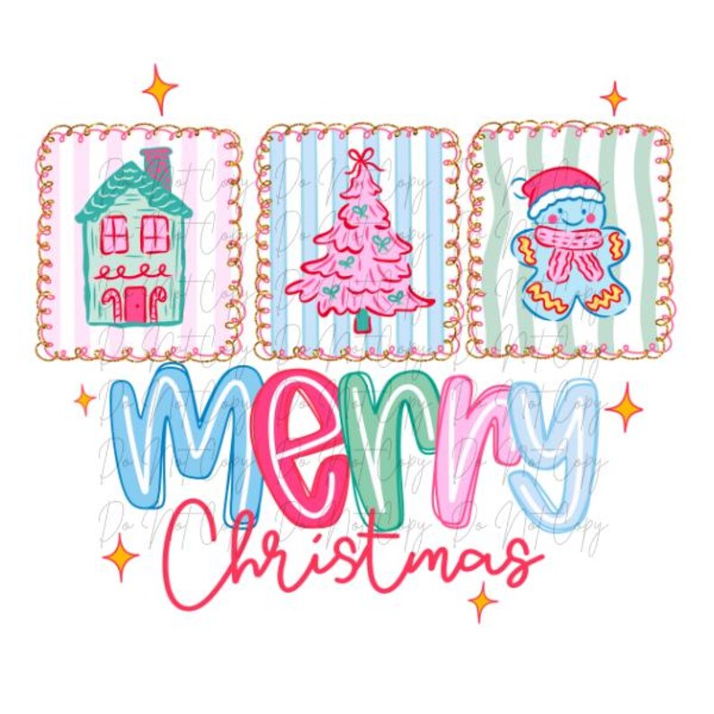 Christmas, Preppy, Merry Christmas DTF Transfer, Iron On, Ready to ...