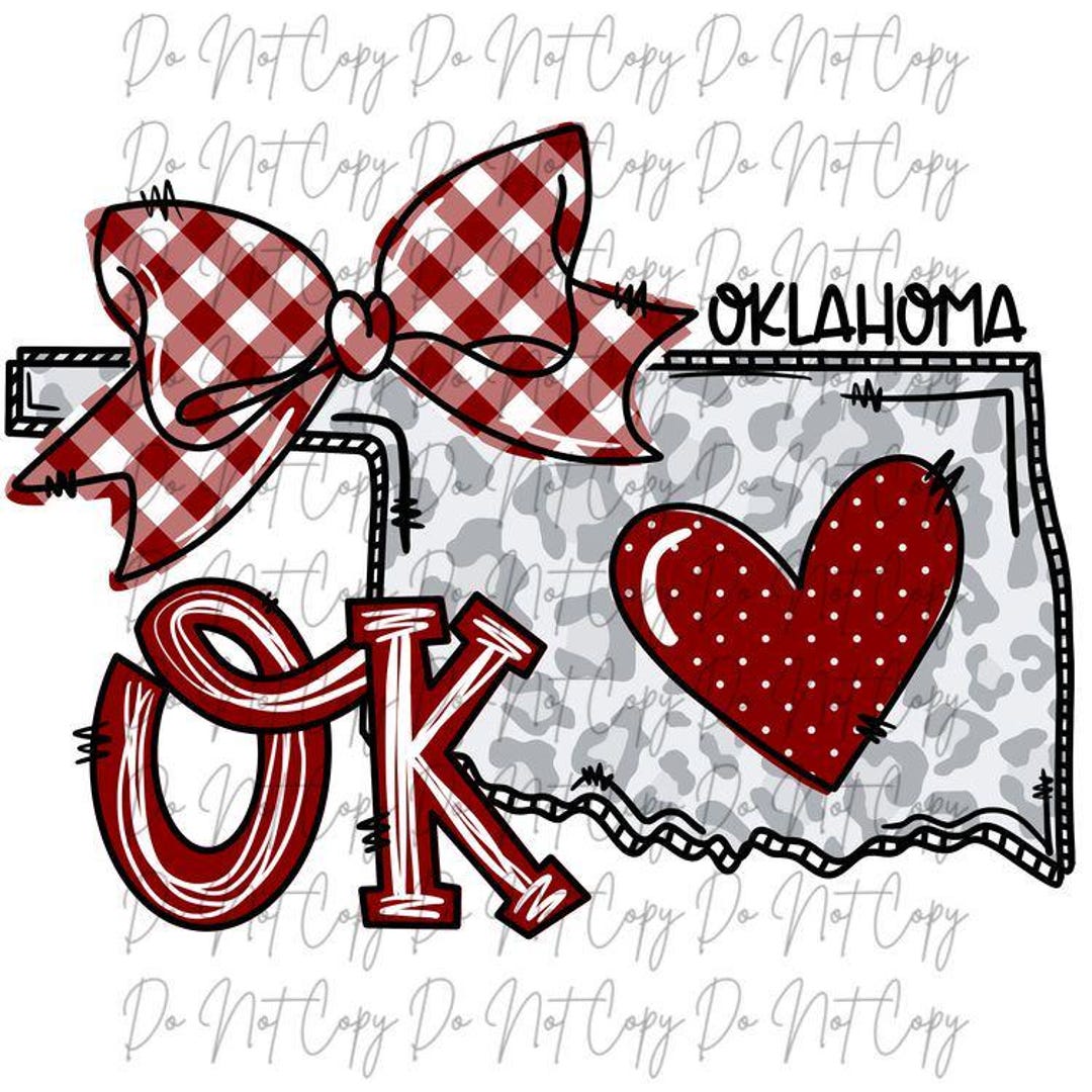 Oklahoma Doodle Bow, Oklahoma Transfer, DTF, Iron on Ready to Press, State DTF, Red OK - Etsy