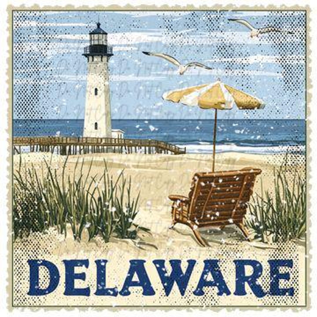 Vintage Postage Stamp, Delaware DTF Transfer, Iron On, Ready to Press ...