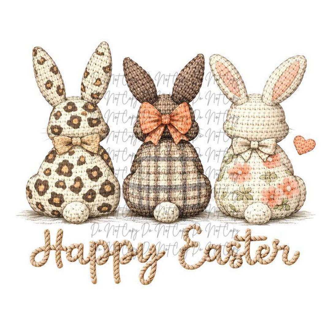 Easter Bunny, Boho Happy Easter DTF Transfer, Ready to Press - Etsy