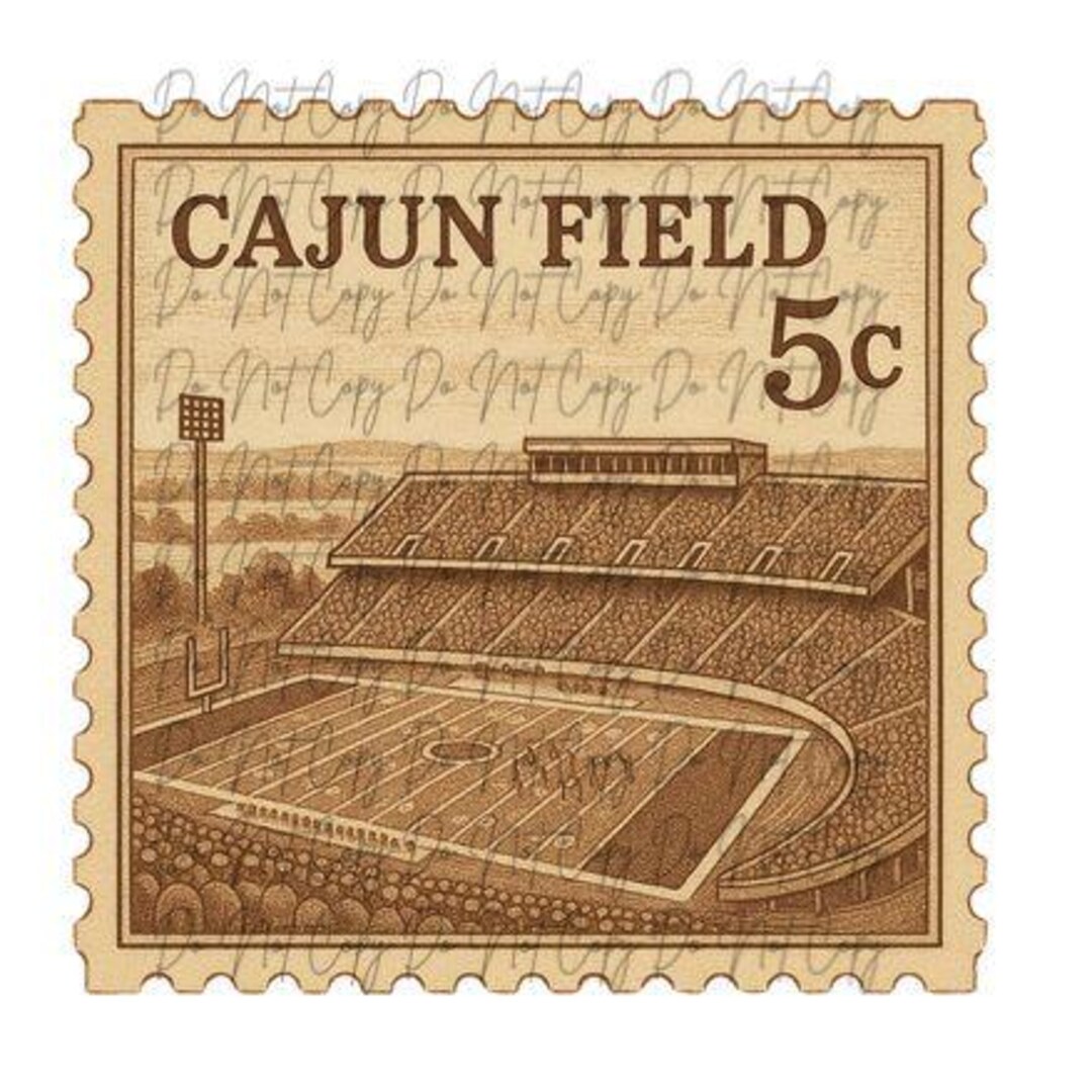 Stadium Postage Stamp, Fall Football, Cajun Field DTF Transfer, Iron On ...