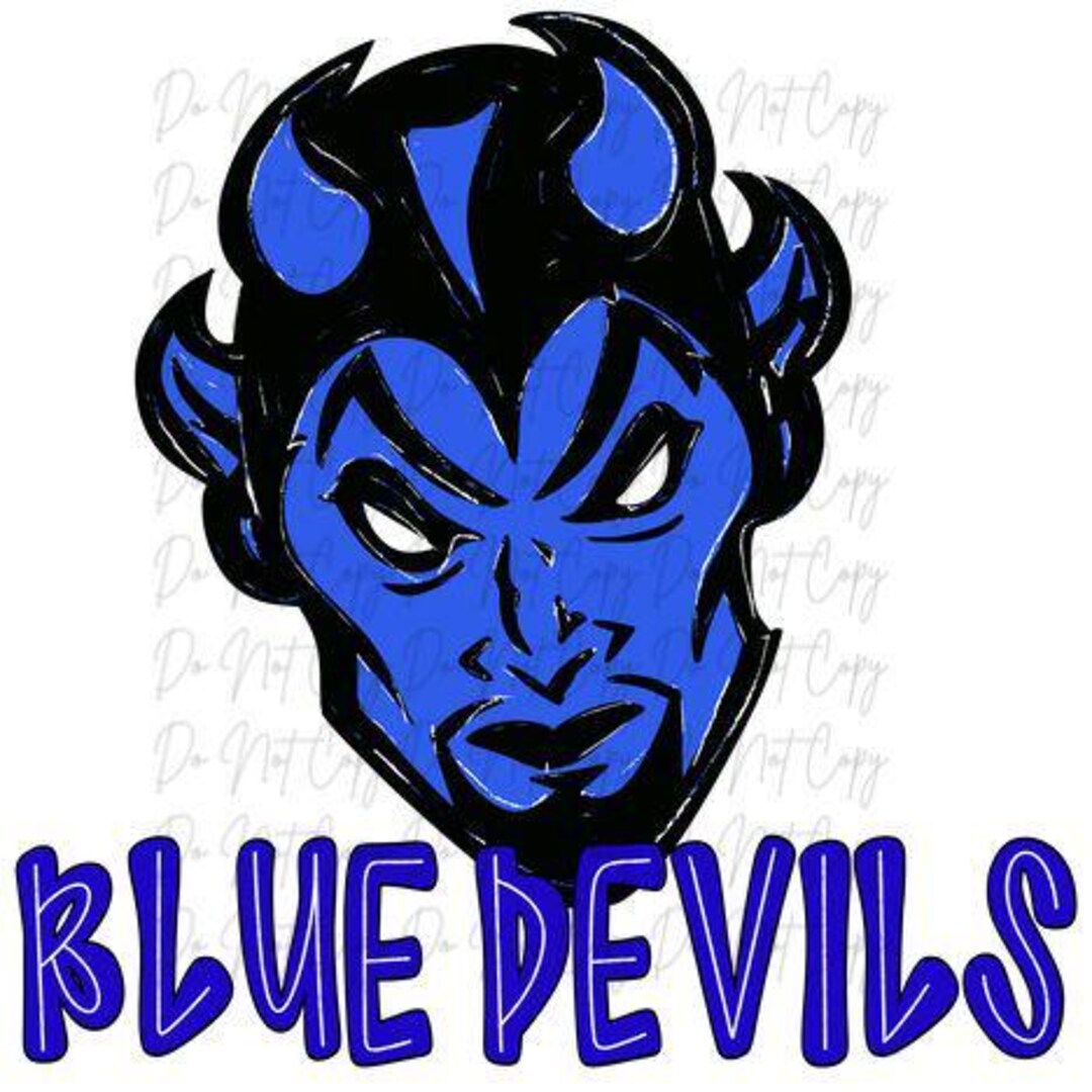 Blue Devils Mascot Star Eyes Transfer, Blue Devils DTF, Iron on Ready ...