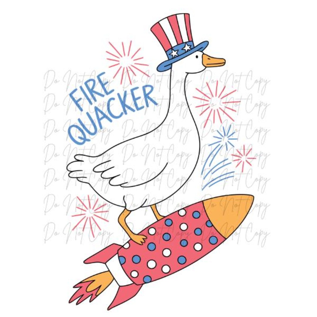 Americana Goose, Fire Quacker, Goose Transfer, DTF, Iron On, Ready to ...