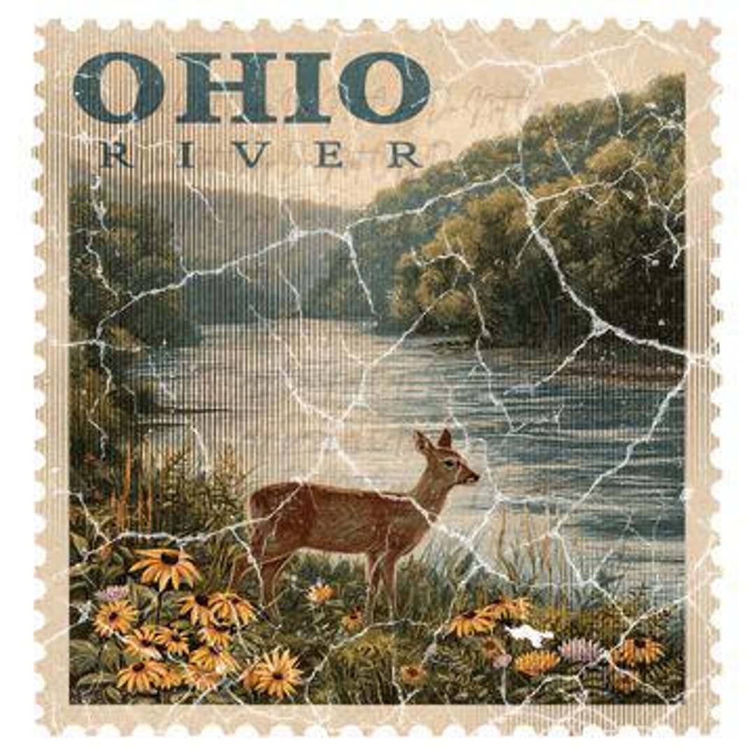 Vintage Postage Stamp, Ohio River DTF Transfer, Iron On, Ready to Press ...