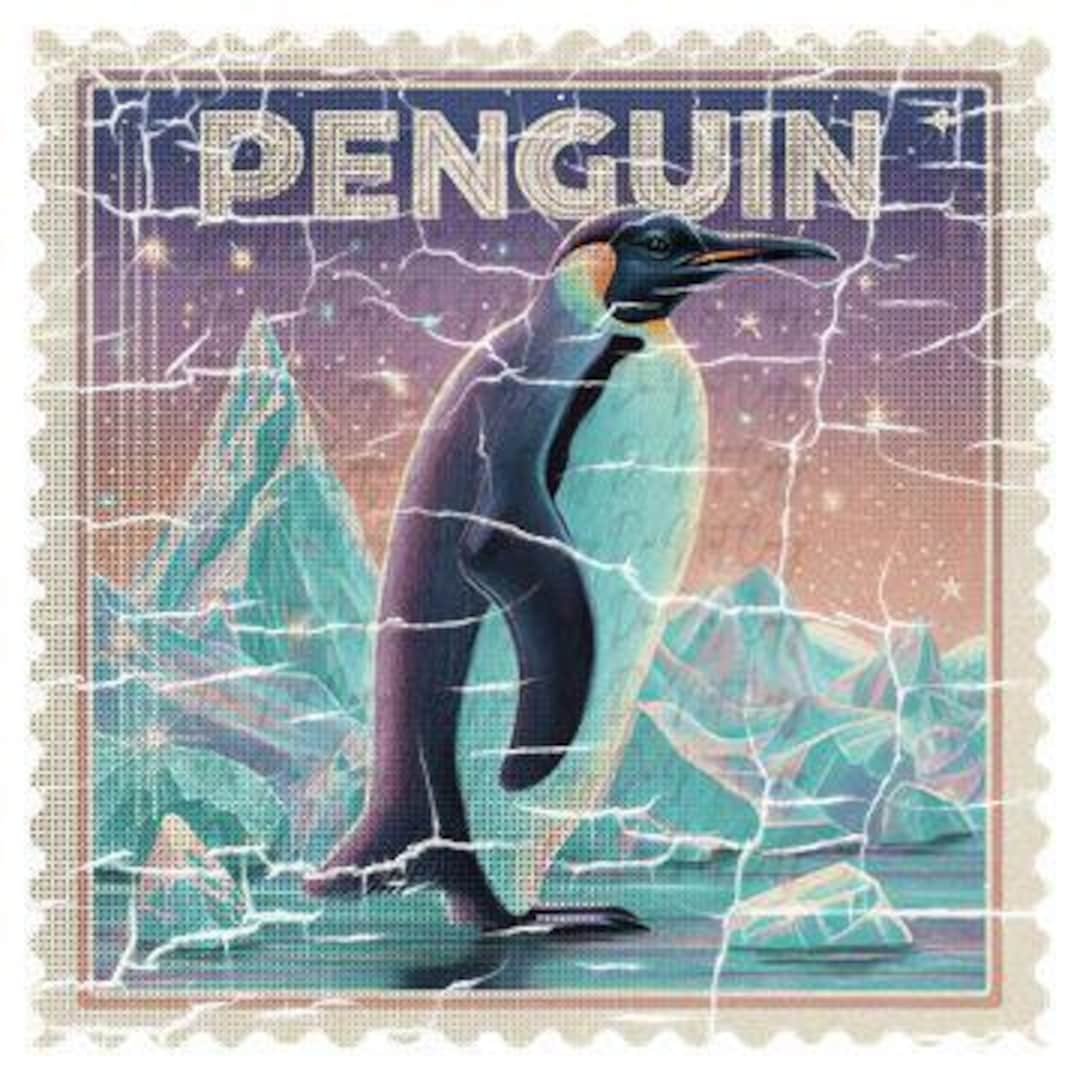 Vintage Postage Stamp, Penguin DTF Transfer, Iron On, Ready to Press ...