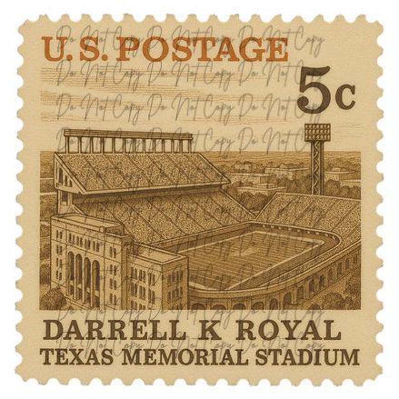 Stadium Postage Stamp, Fall Football, Darrell K Royal Texas Memorial ...