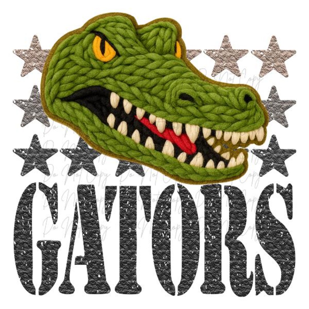 Gators Faux Yarn Mascot, DTF Transfer, Gators DTF, Iron on Ready to ...