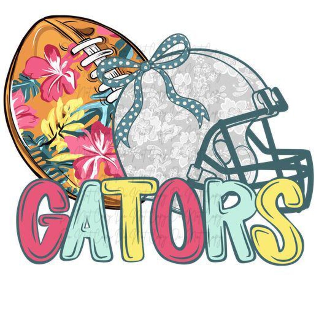 Gators Floral Football Transfer, Gators DTF, Iron on Ready to Press ...