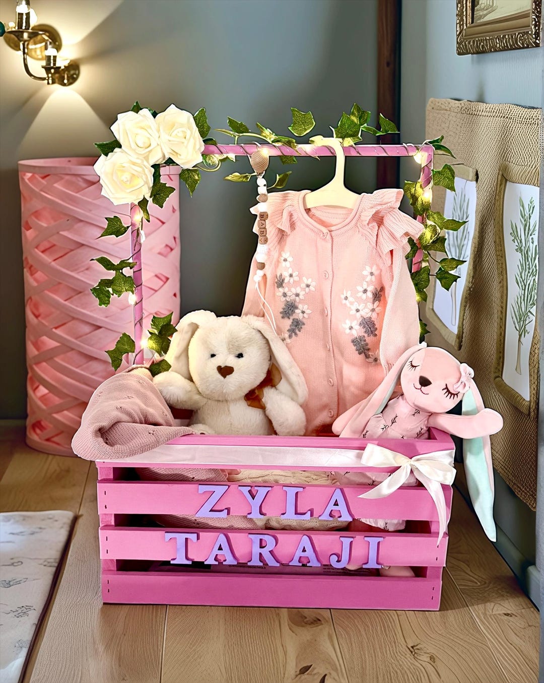 Baby Shower Gift, Newborn Wooden Crate Closet, Custom Gift Set for Baby ...