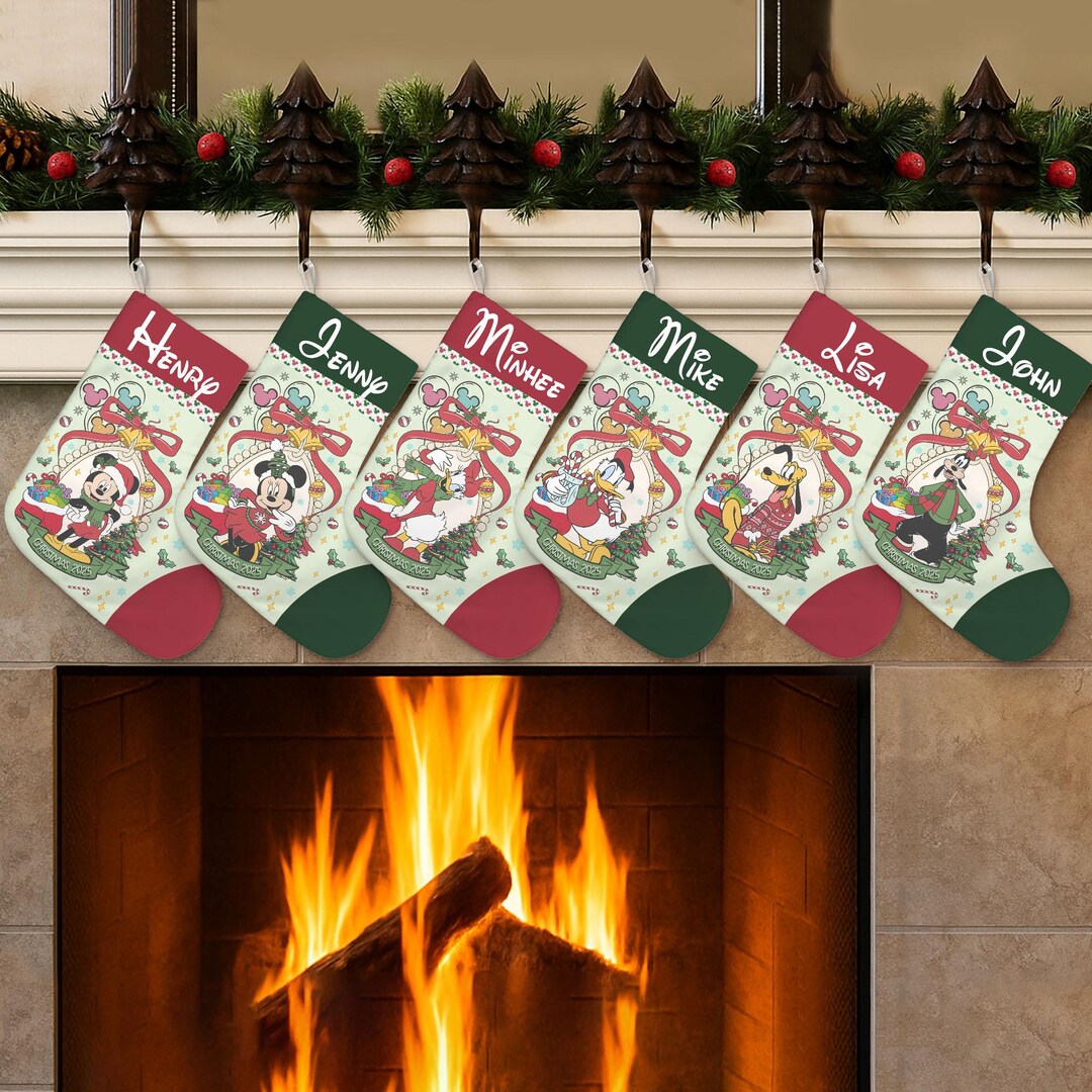 Personalized Retro Disney Christmas Stocking, Custom Stocking With Name ...