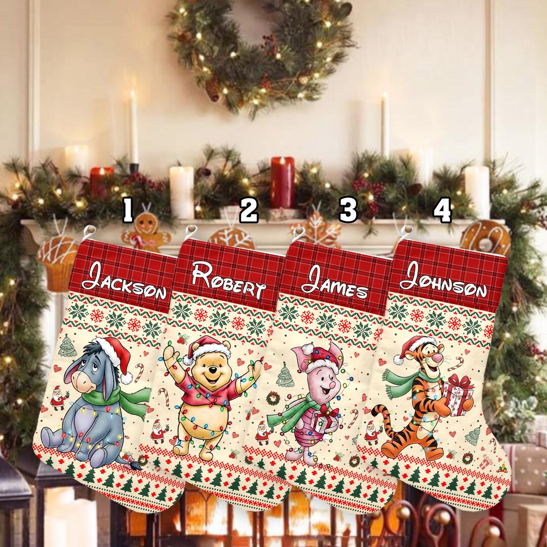 Personalize Winnie the Pooh Christmas Stockings, Custom Name Disney ...