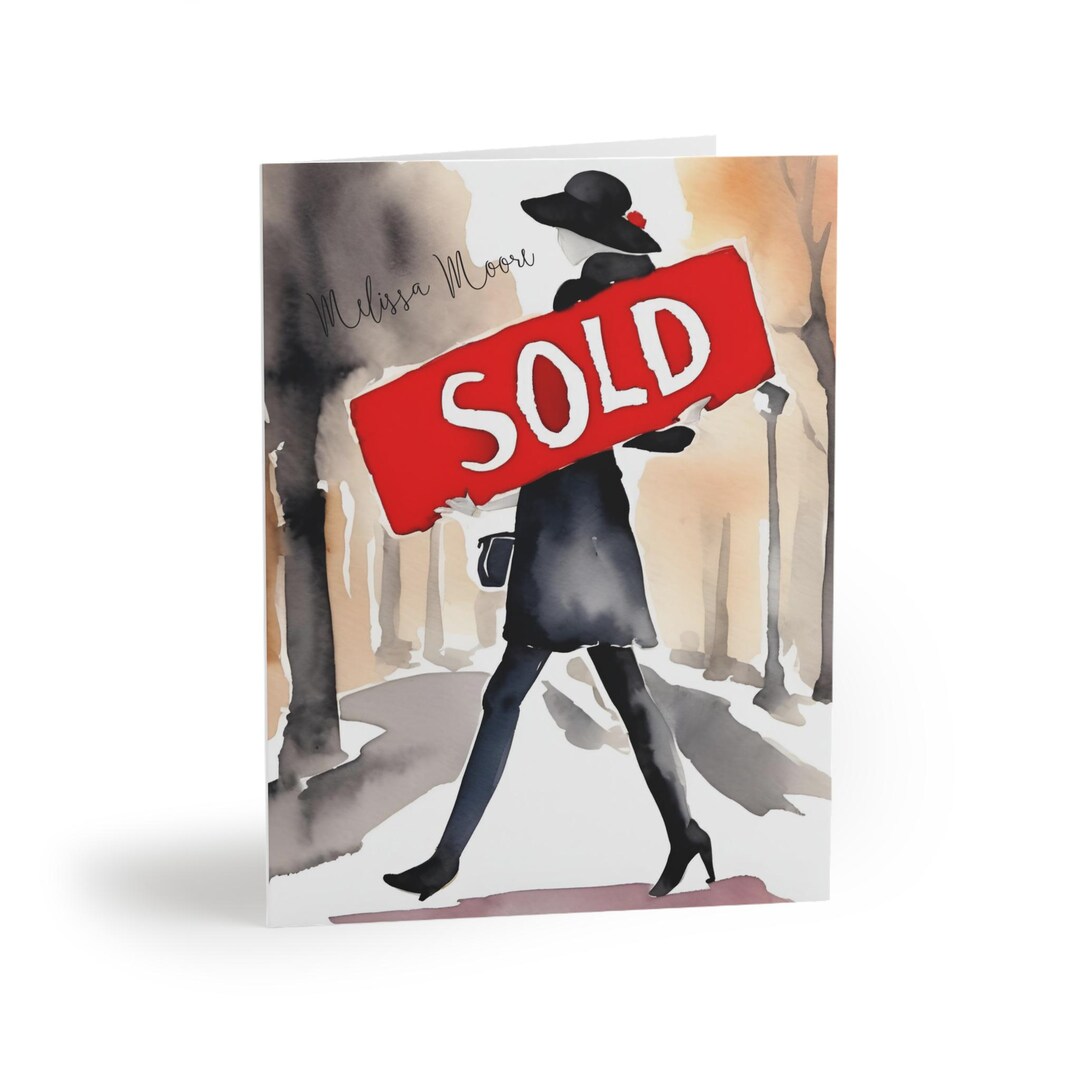 Custom Sold Sign Greeting Cards Set, Real Estate Thank You, Girl ...