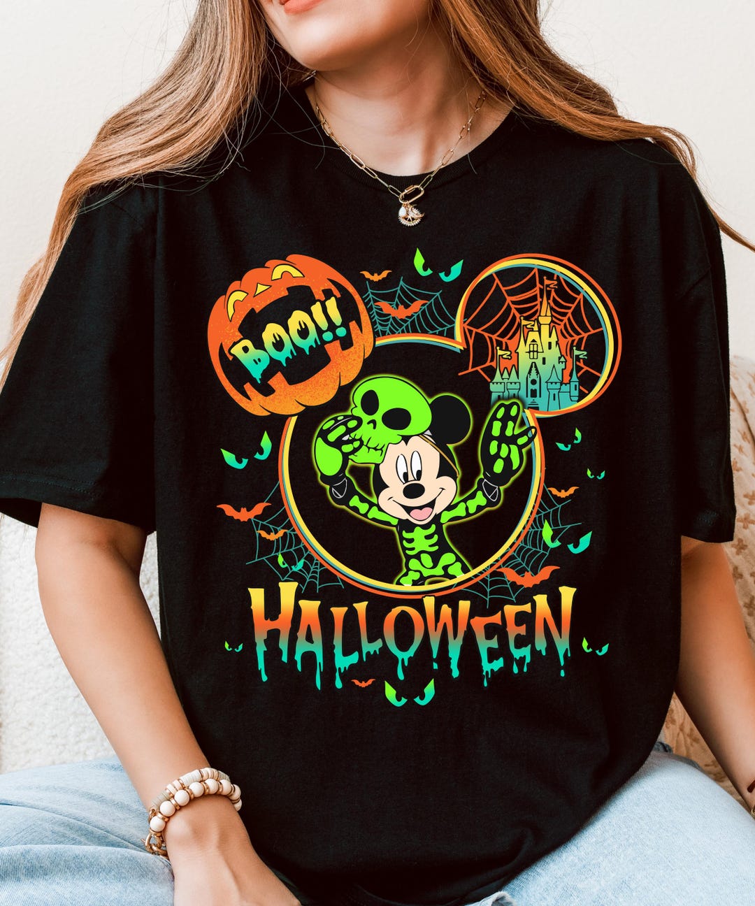 Personalized X-ray Disney Halloween Shirt – Neon Mickey Minnie Goofy ...