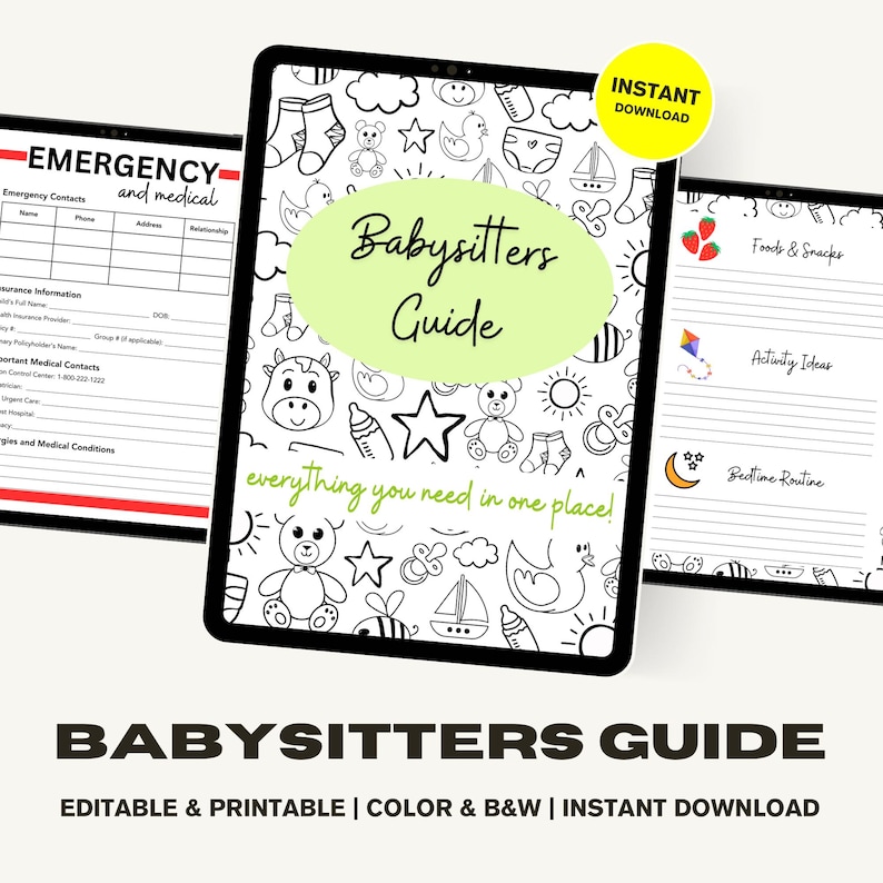 Babysitters Guide | Printable | Digital Download - Etsy