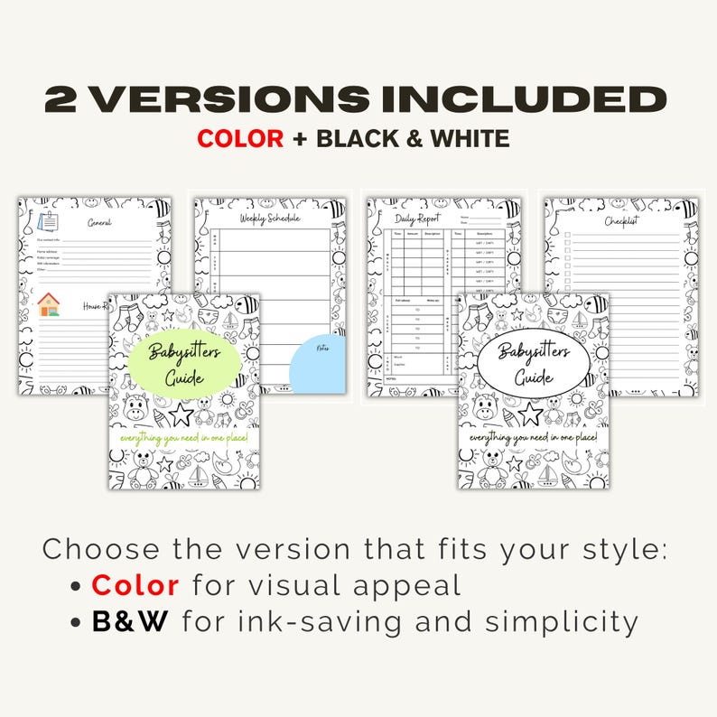 Babysitters Guide | Printable | Digital Download - Etsy
