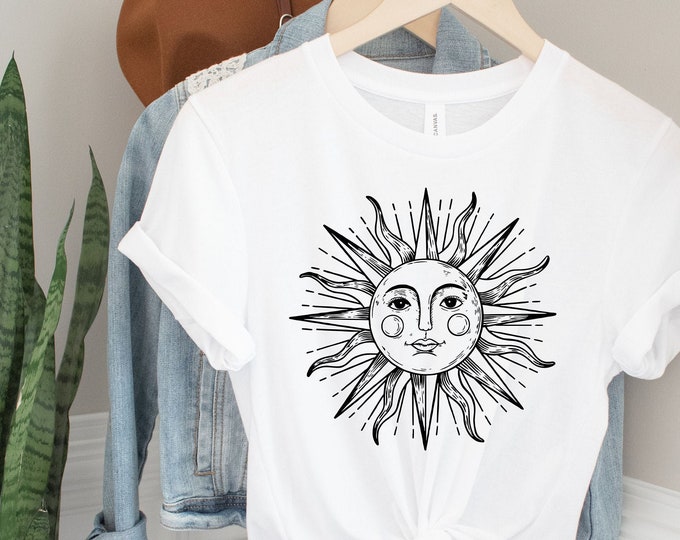 Simple Sun Tee, Sun and Moon Tee, Sun Graphic Tee, Sun T Shirt, Boho ...