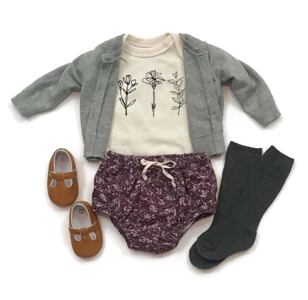 Floral Trio Bodysuit, Trendy Baby Bodysuit, Birth Announcement Bodysuit ...