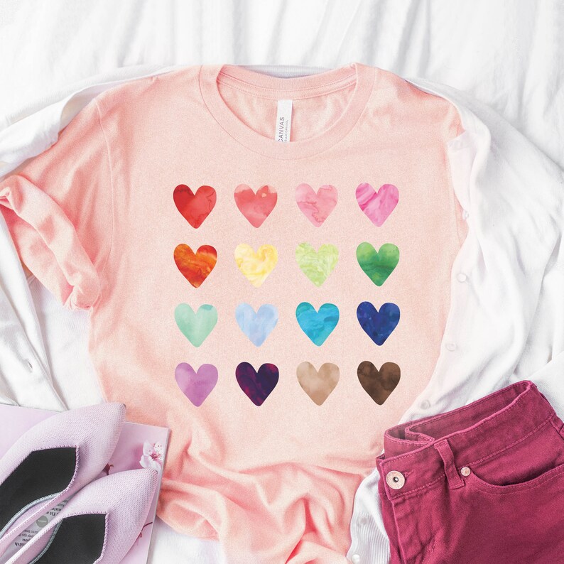Watercolor Heart Tee Heart Graphic Tee Heart Tee - Etsy