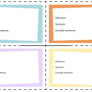 11+ Vocabulary Flashcards Printable | Exam Prep Cards | Synonyms ...