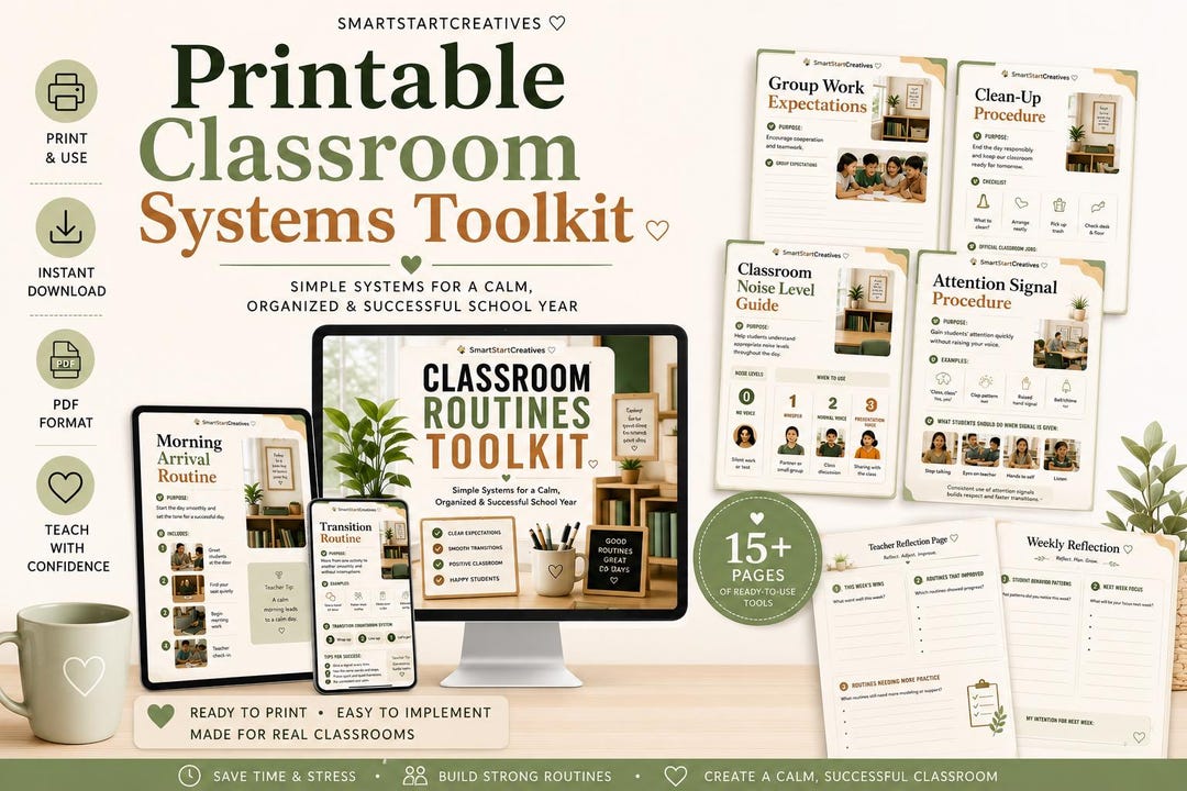 Printable Classroom Systems Toolkit for Teacher | Classroom Management ...