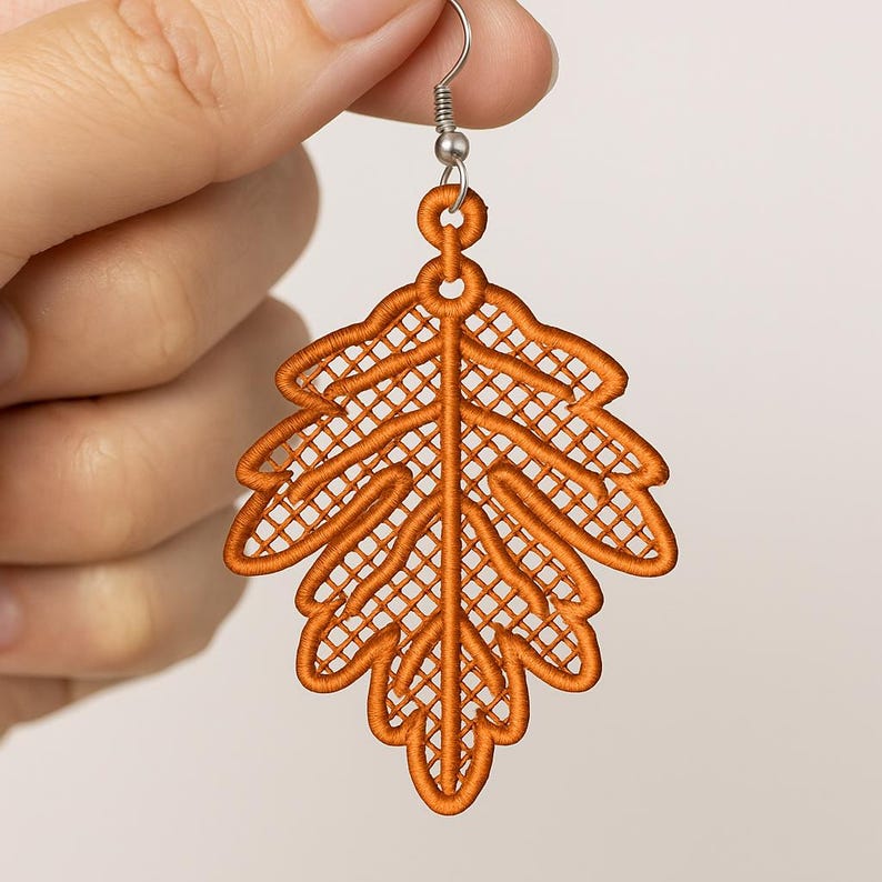 FSL Earrings - Machine Embroidery Design - Leaf Embroidery Earring ...