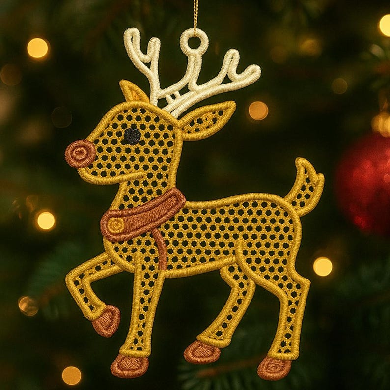 FSL Deer Ornament - Machine Embroidery Design - Deer Embroidery - FSL ...