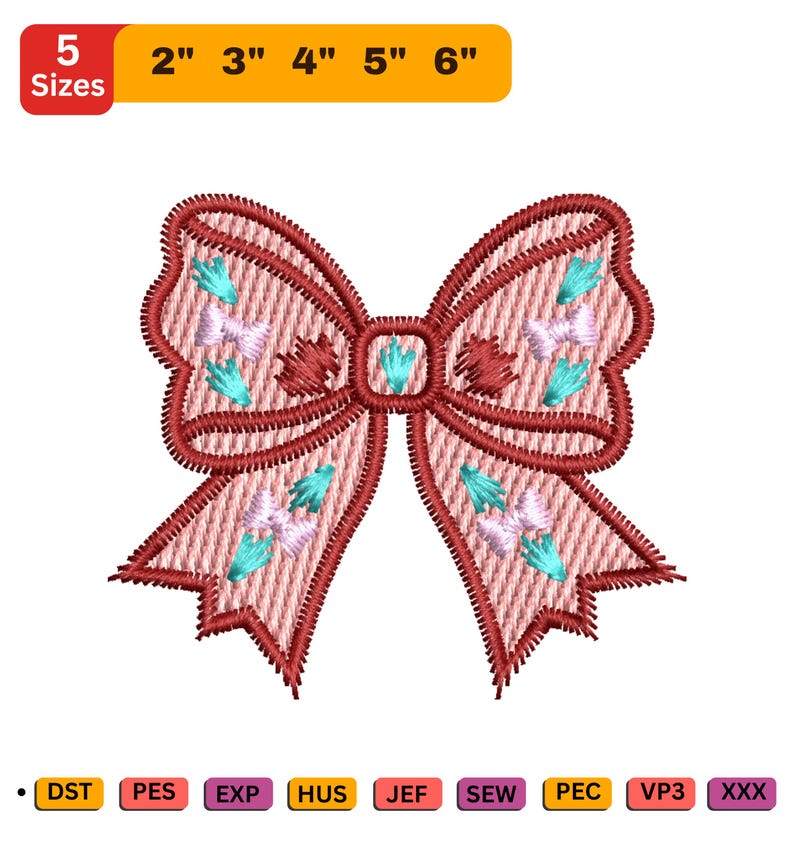 Bow Embroidery Design, Machine Embroidery Bow File, Cute Bow Stitch ...