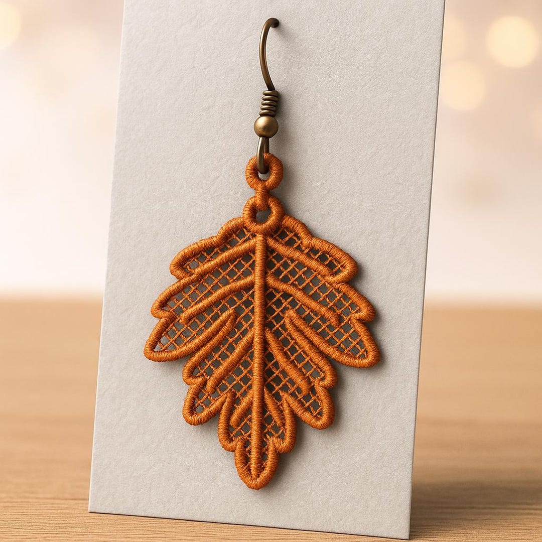 FSL Earrings - Machine Embroidery Design - Leaf Embroidery Earring ...