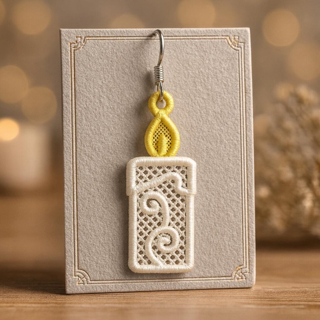 FSL Earring - Machine Embroidery Design - Candle Lace Earring ...