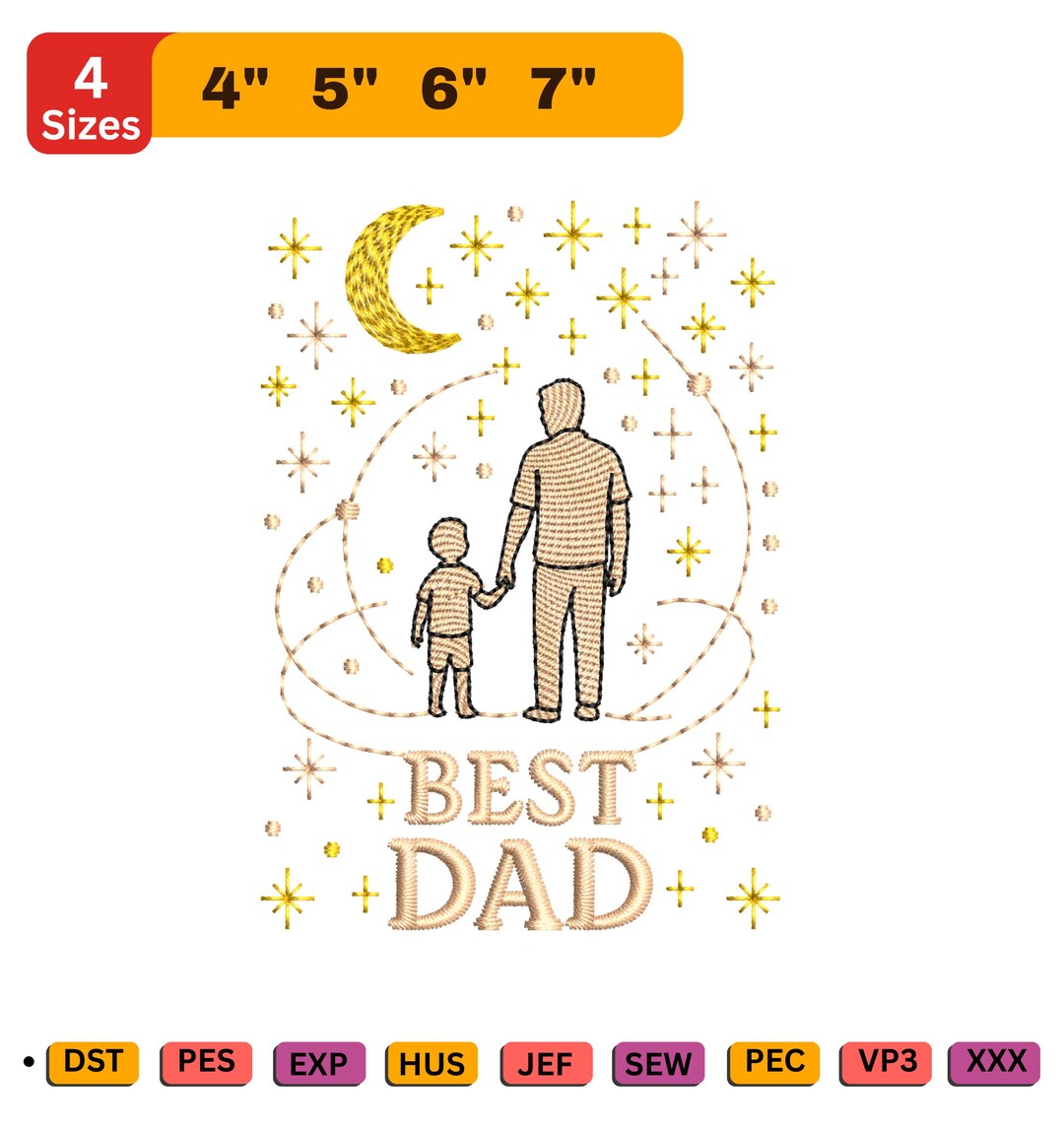 Best Dad Machine Embroidery Design, Best Dad Embroidery, Machine ...