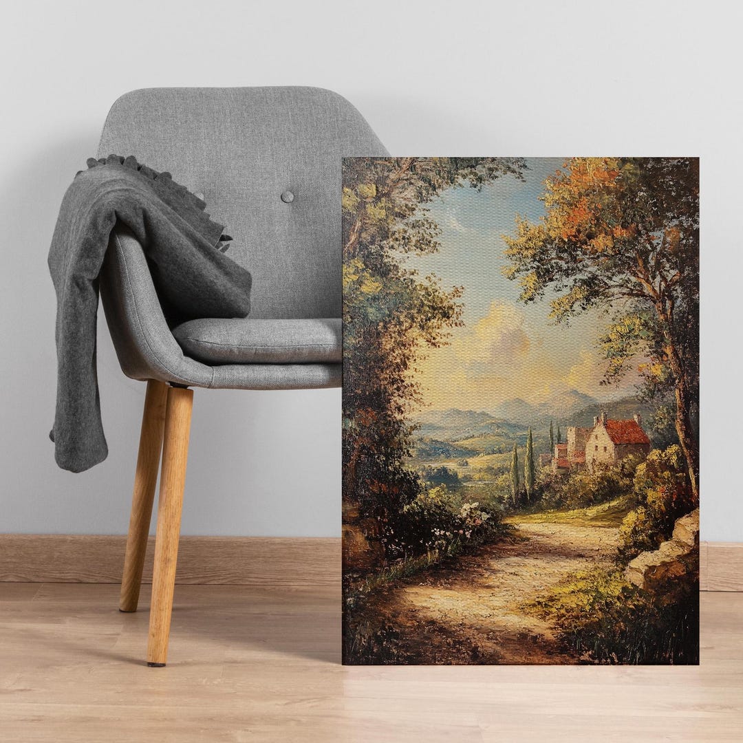 Tuscany Country Road Wall Art, Italian Countryside Cottage Canvas Print ...