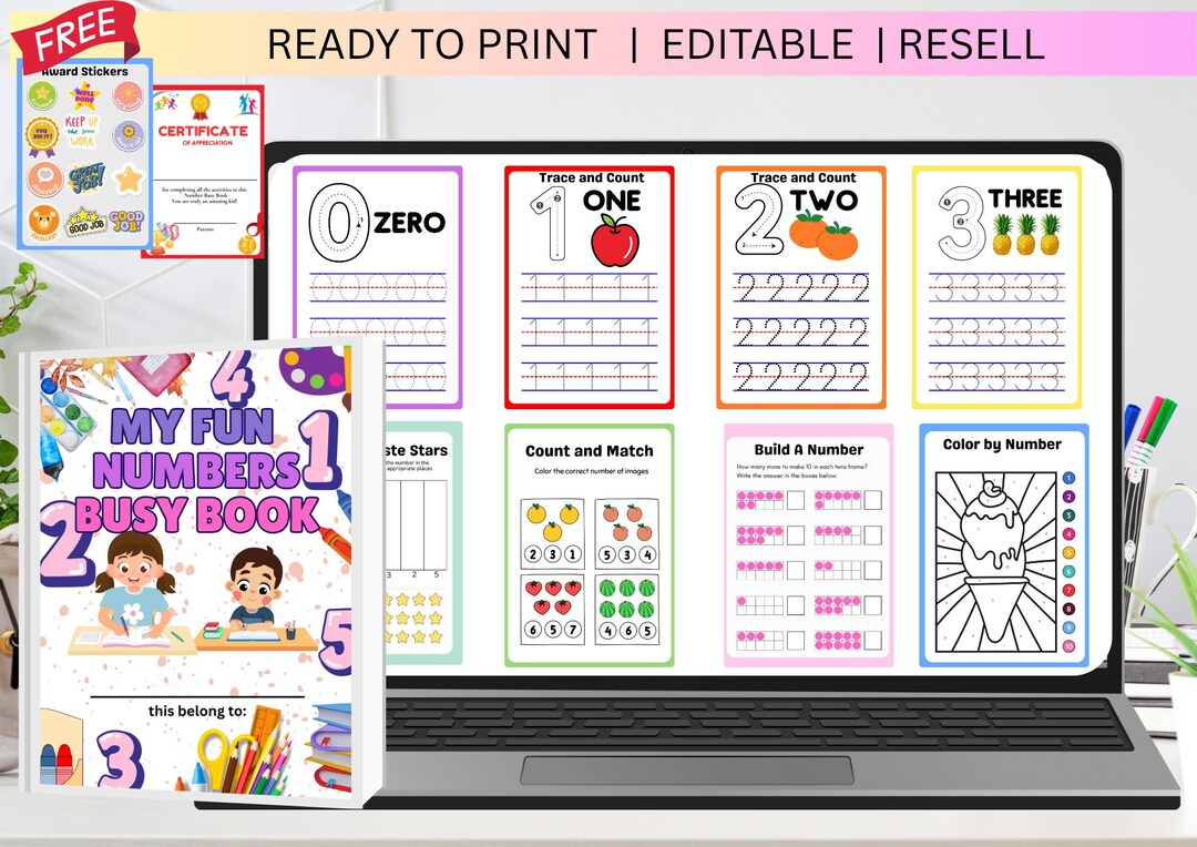 Fun Number Busy Book for Toddlers | Preschool Level | Printable Digital ...
