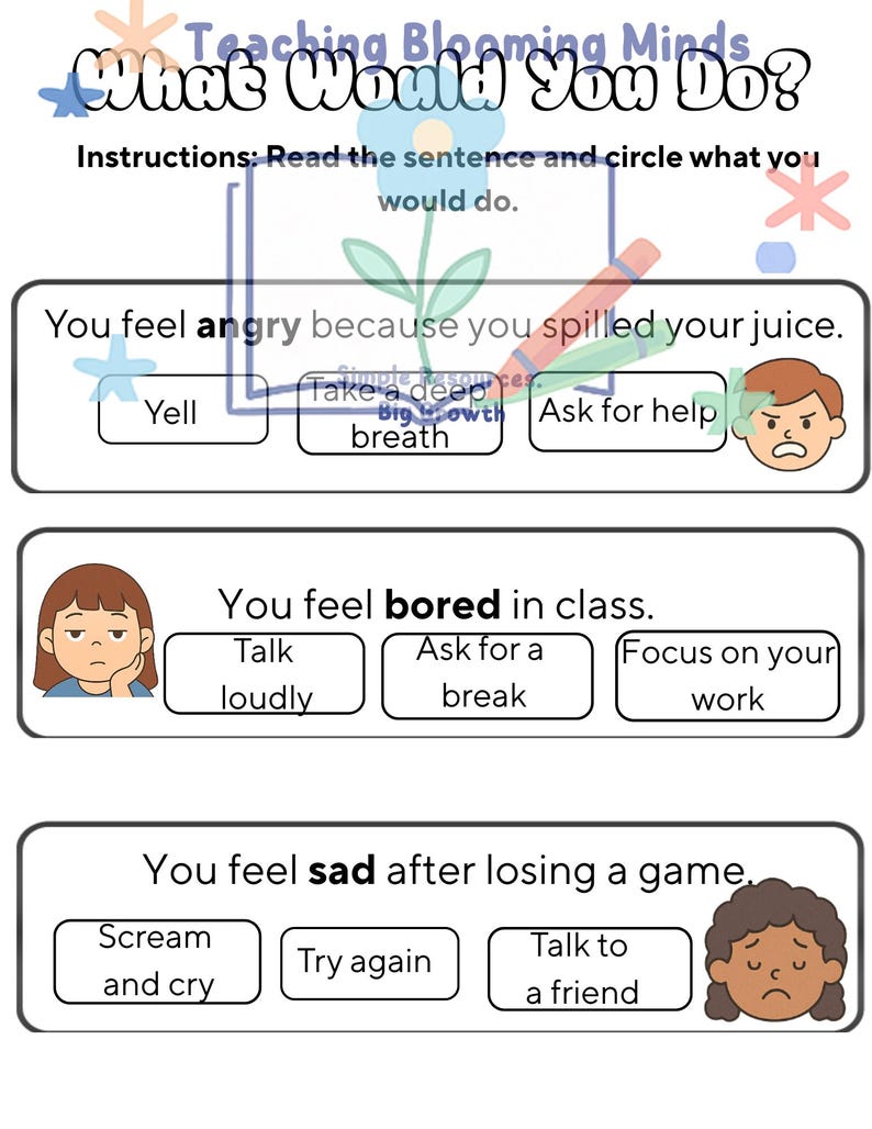 My Emotions & Me SEL Printable Pack | Social Emotional Learning for ...
