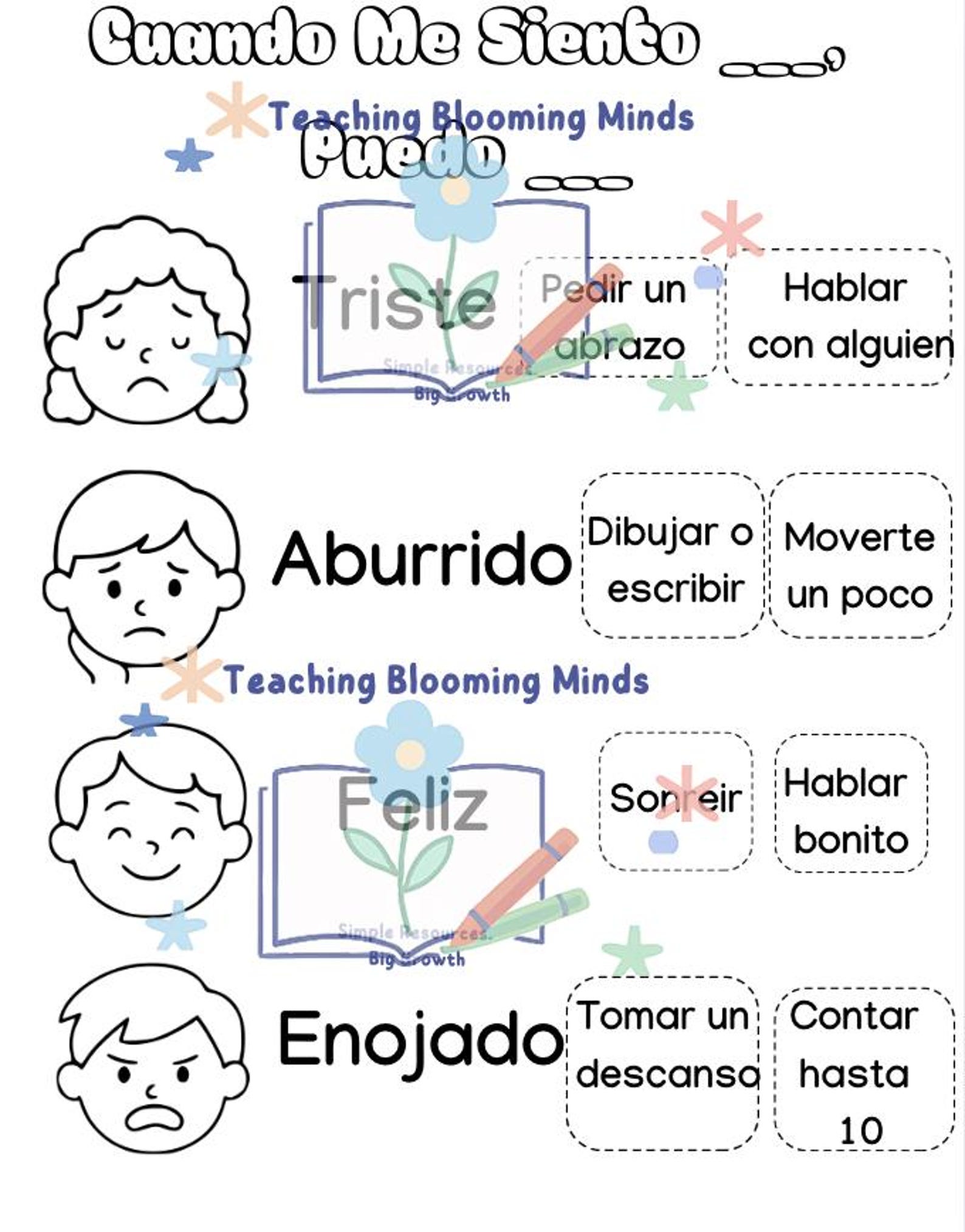 Mis Emociones Y Yo | Paquete Imprimible De Aprendizaje Socioemocional ...