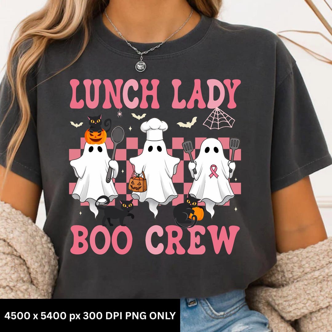 Lunch Lady Boo Crew Halloween Breast Cancer for Women PNG Design ...