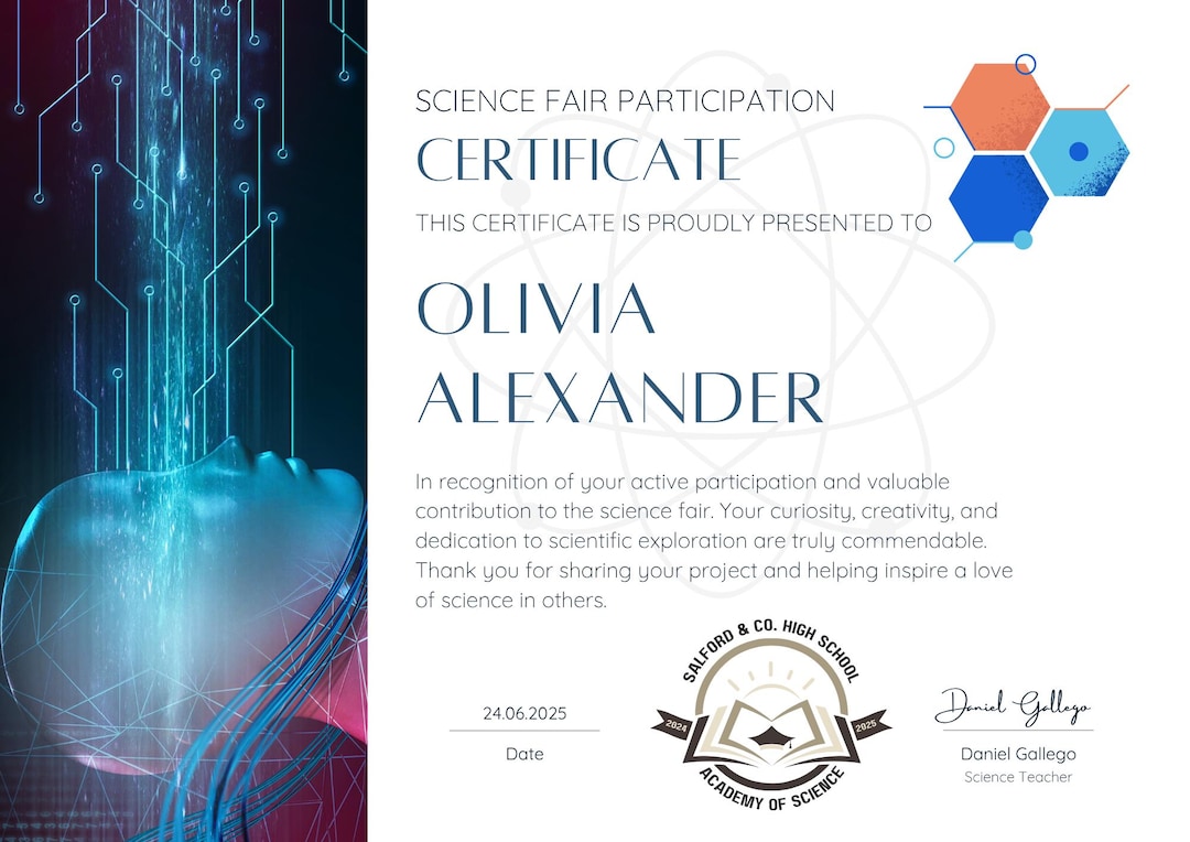 Science Fair Participation Certificate Template | Canva Editable ...