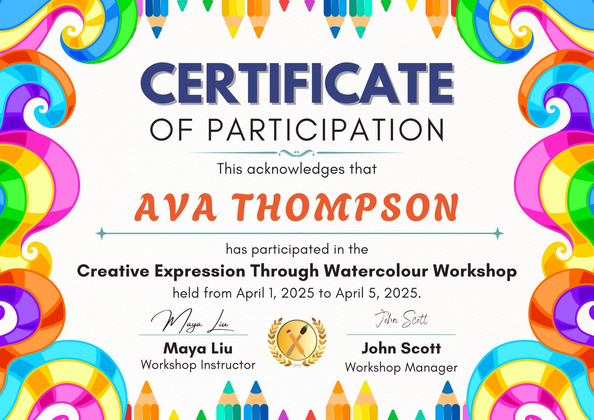 Kids Art Certificate Template | Canva Editable Participation ...