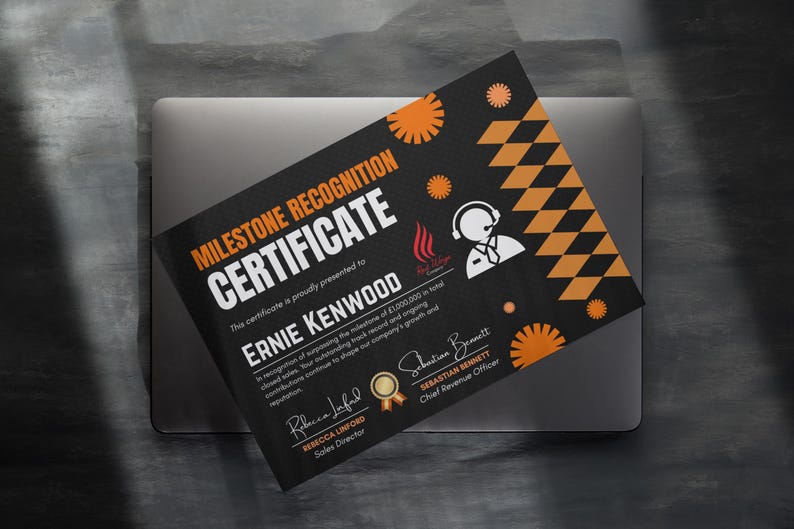 Sales Milestone Certificate Template | Canva Editable | Digital Award ...