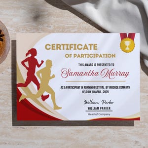 Running Event Participation Certificate Template | Canva Editable ...