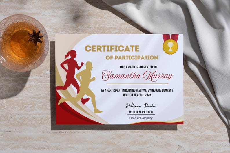Running Event Participation Certificate Template | Canva Editable ...