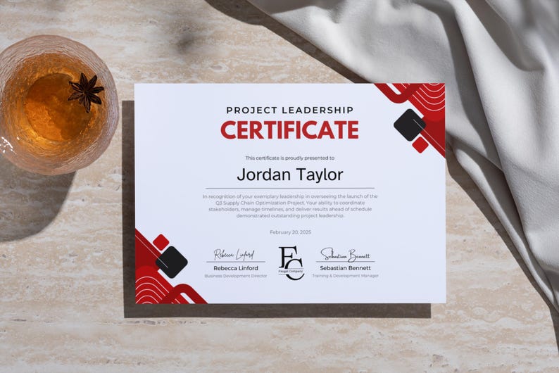 Project Leadership Certificate Template | Canva Editable | Corporate ...