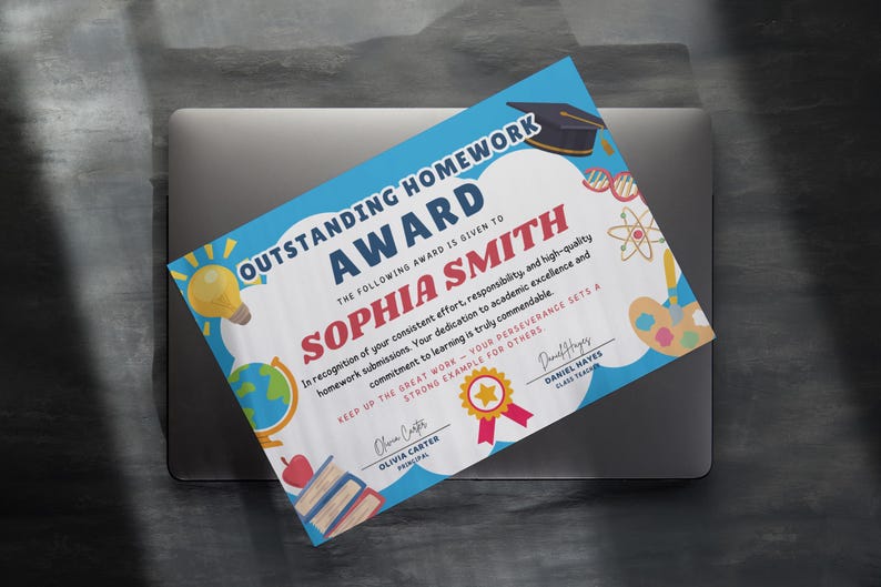 Outstanding Homework Award Certificate Template | Canva Editable | Fun ...