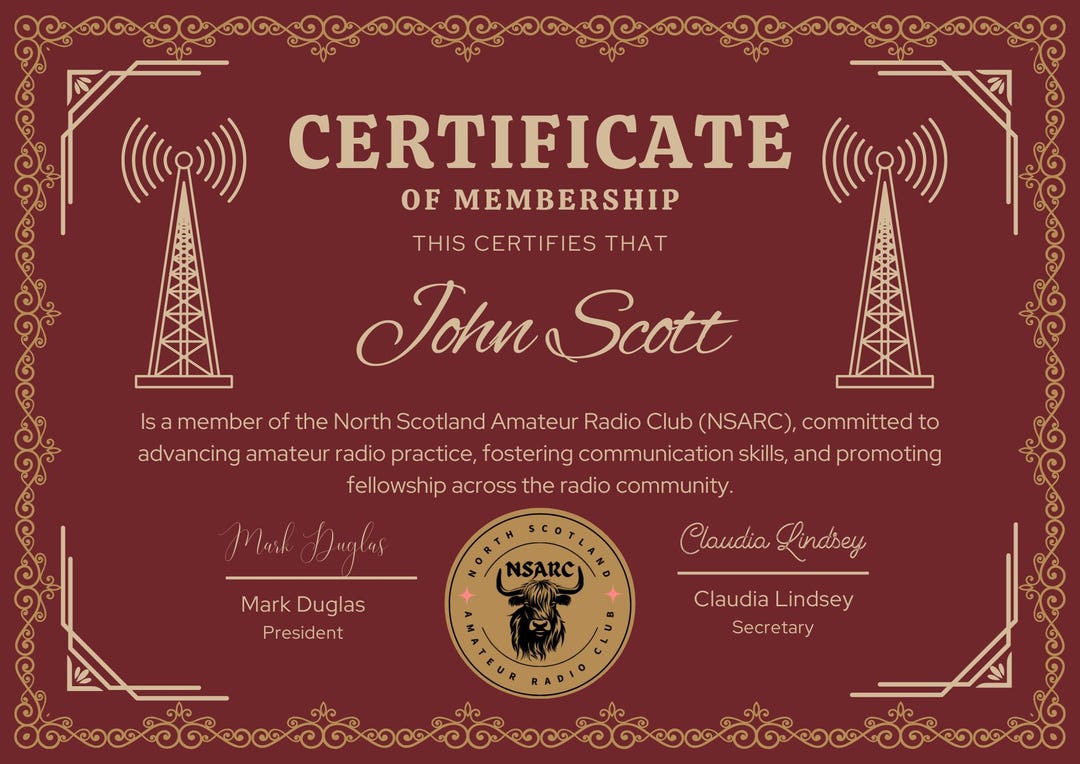 Amateur Radio Membership Certificate Template | Canva Editable | Printable Ham Radio Award ...