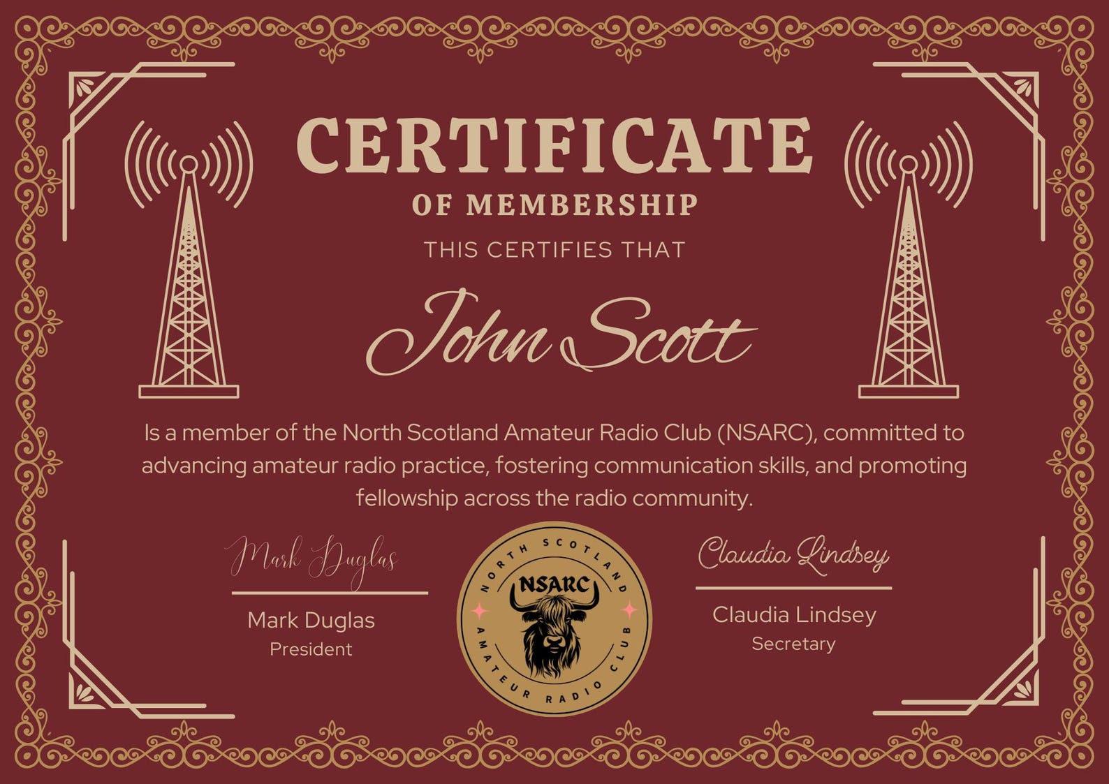 Amateur Radio Membership Certificate Template | Canva Editable ...
